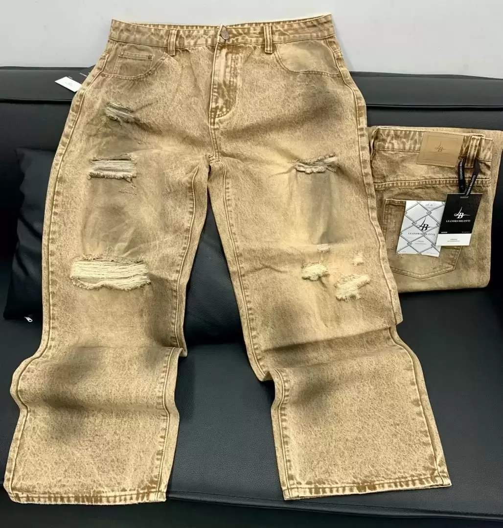 Brown Acid Wash Denim Jeans